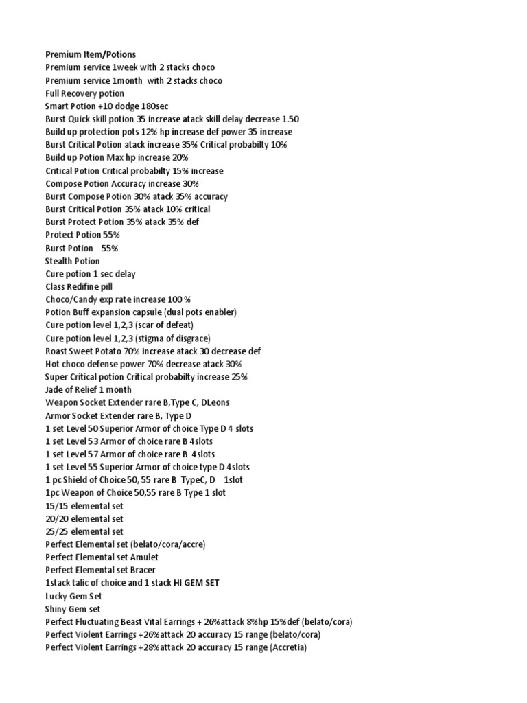 RF Online Price New 01 | PDF | Leisure