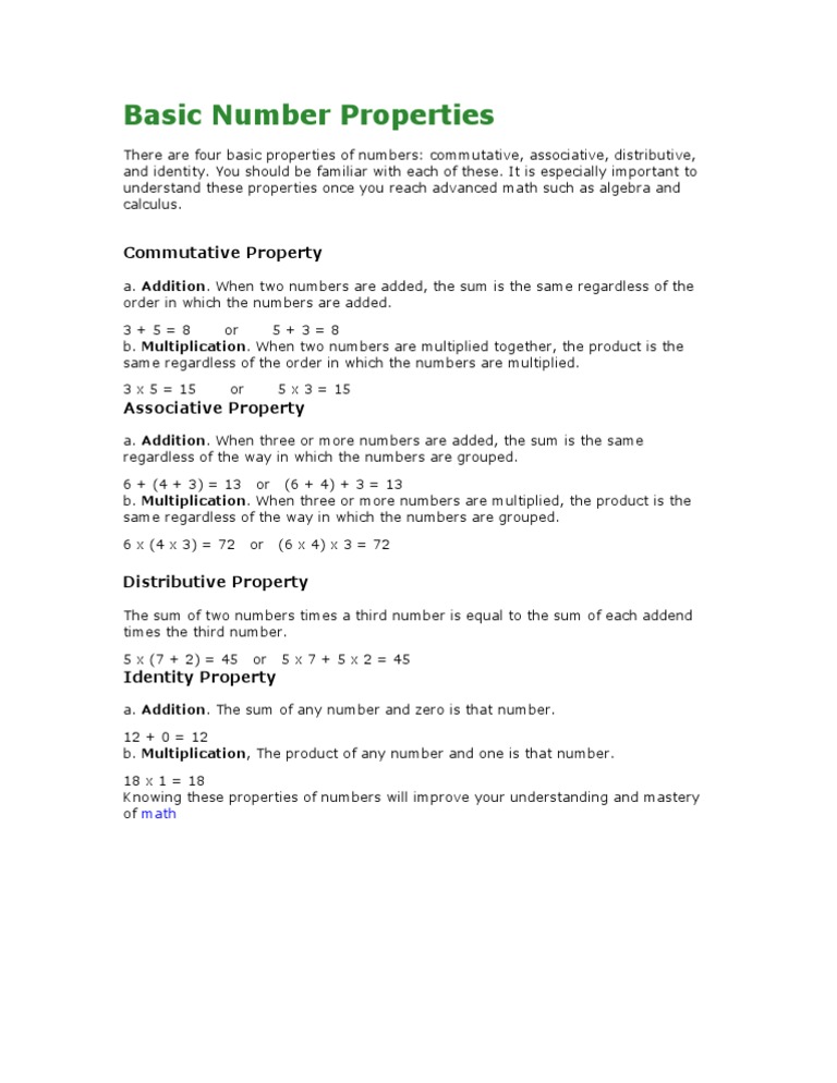 Basic Number Properties | PDF