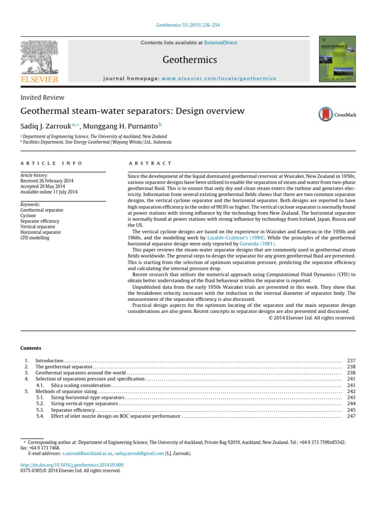 Geothermal Steam-Water Separators - Design Overview | PDF | Silicon ...
