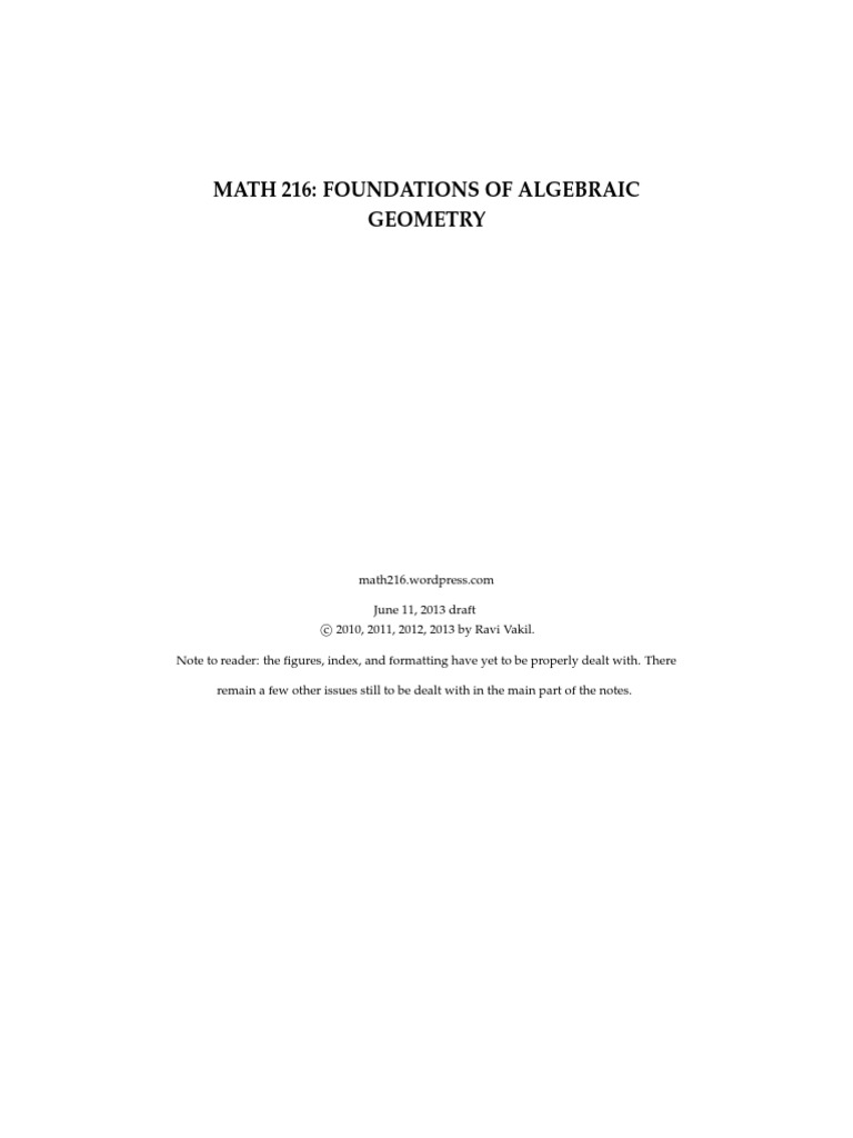 Foundations of Algebraic Geometry | PDF | Ring (Mathematics) | Topology Foundations of Algebraic Geometry | PDF | Ring (Mathematics) | Topology