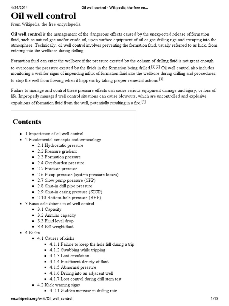 Oil Well Control | PDF | Blowout (Well Drilling) | Pressure