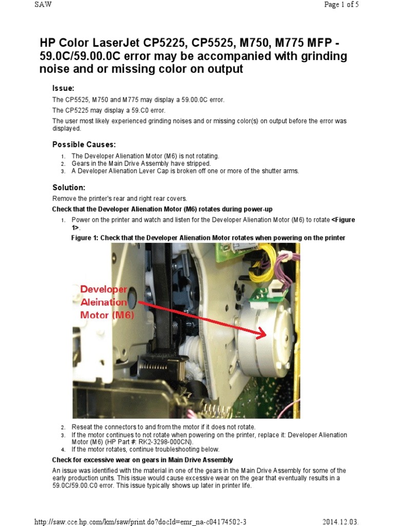 HP Color LaserJet CP5225, CP5525, M750, M775 error 59.0C | PDF | Office ...