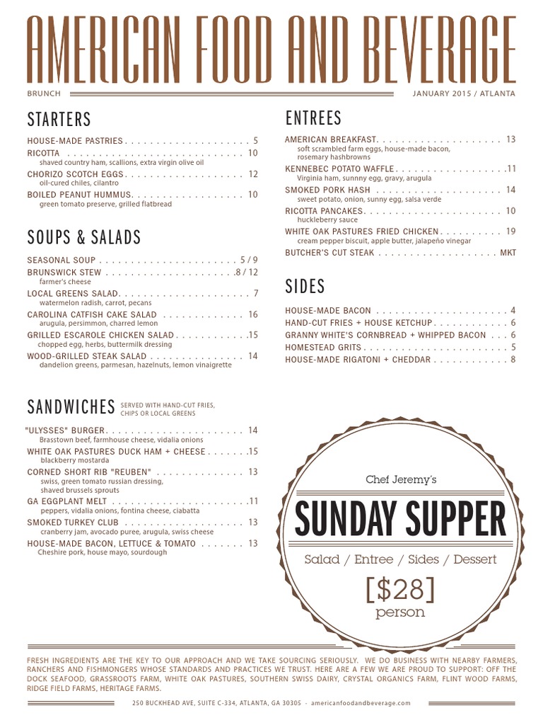 American Food and Beverage Menu | Download Free PDF | Foods