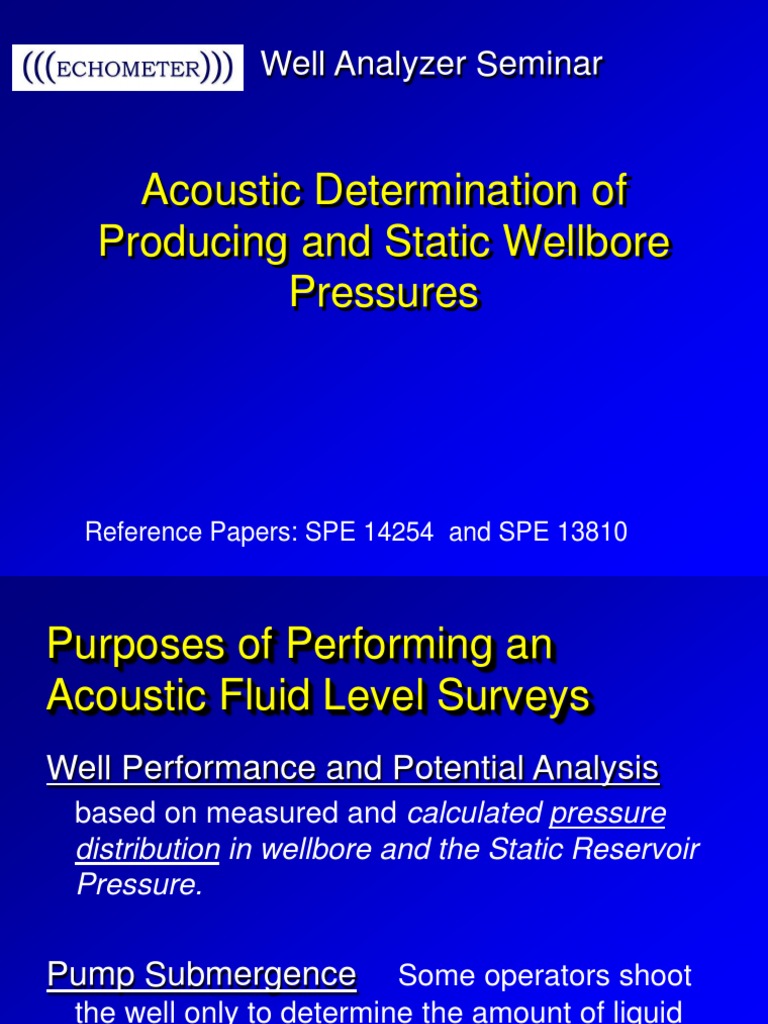 1 4 Calculation of Acoustic BHP 2014 | PDF | Casing (Borehole) | Pressure