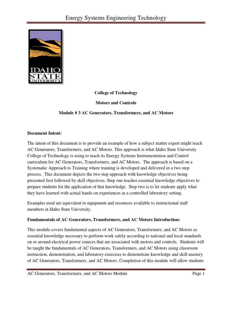 Module 3 AC Generators Transformers AC Motors | PDF | Transformer | Alternating Current
