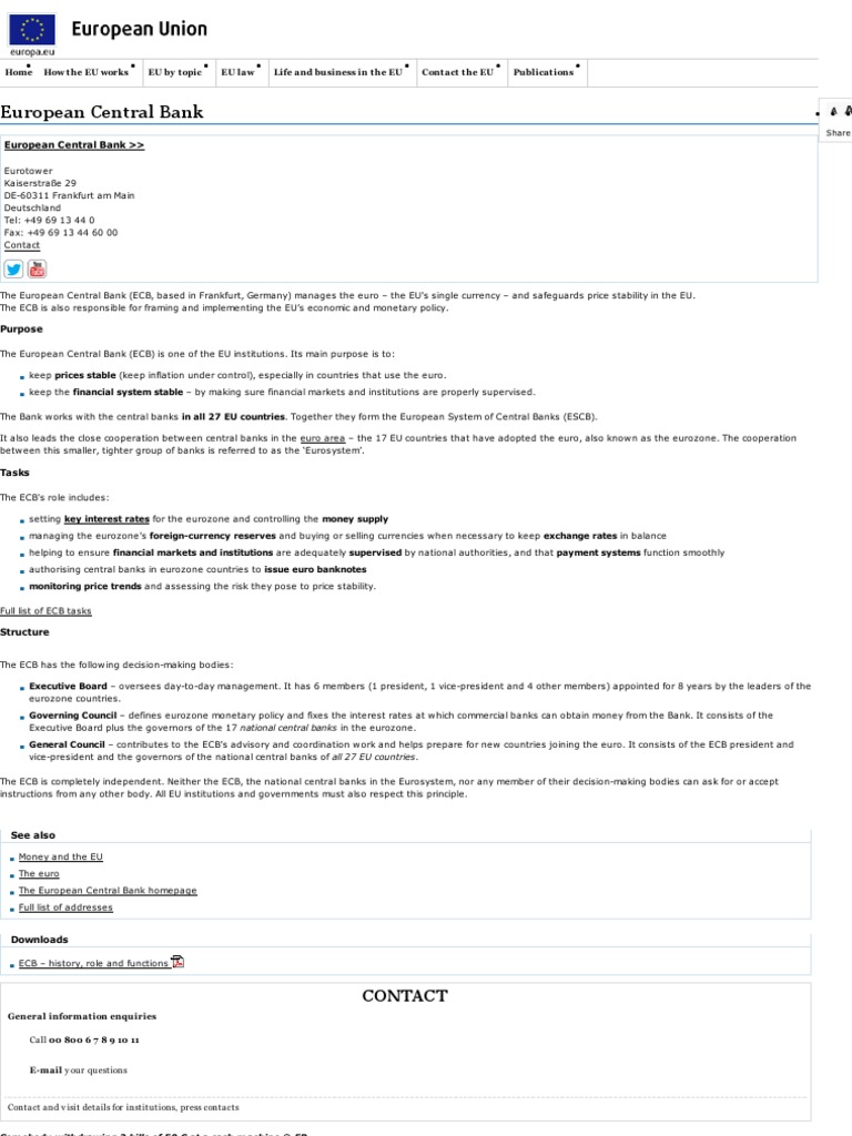 EUROPA - European Central Bank | European Central Bank | Eurozone