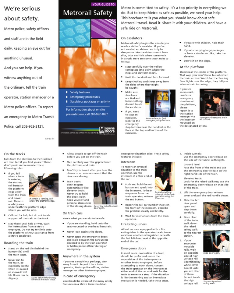 Metrorail Safety English | Download Free PDF | Washington Metro | Train