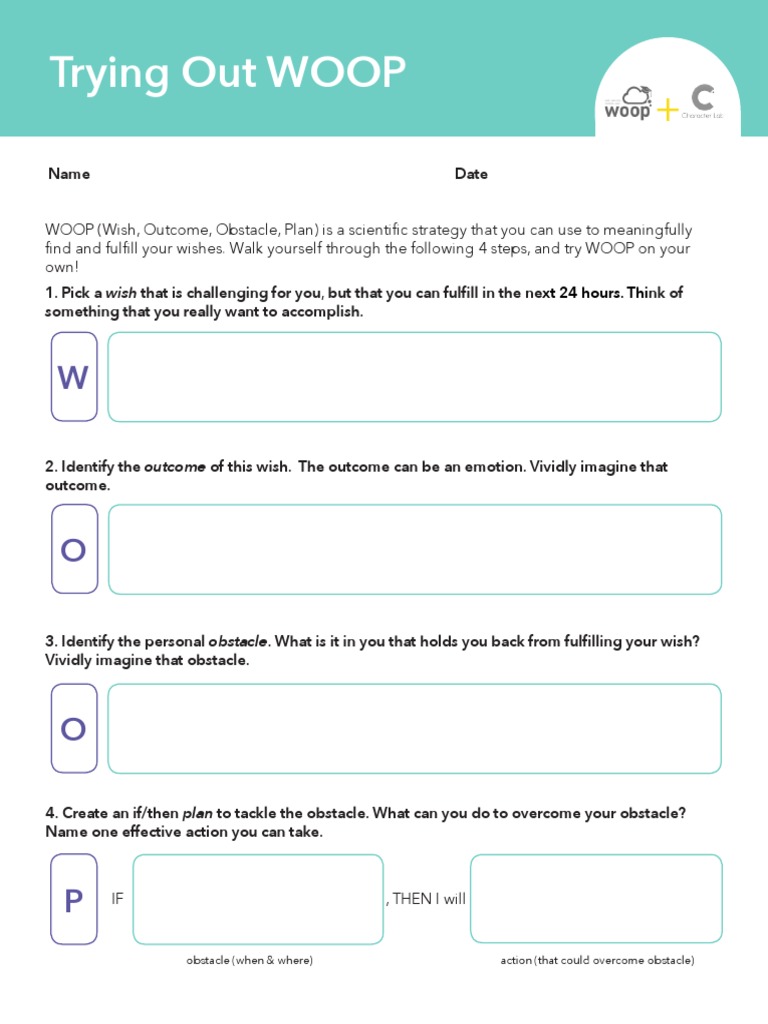 Woop Worksheet | PDF