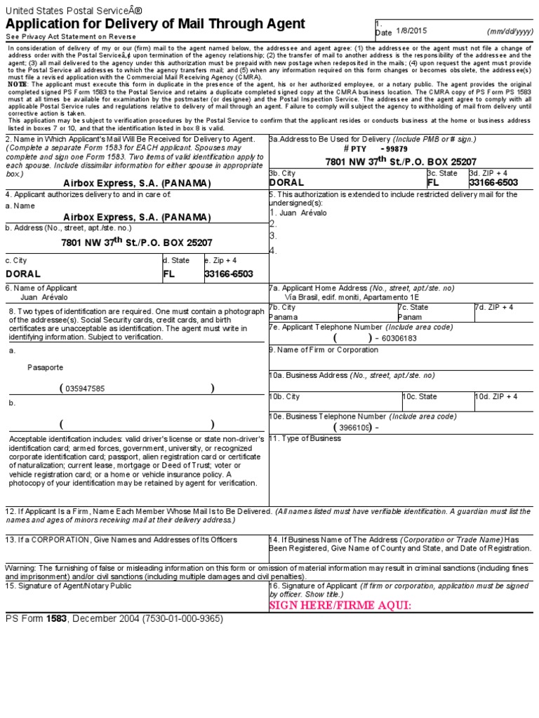 Usps PS - 1583 - 2004 | PDF | United States Postal Service | Mail
