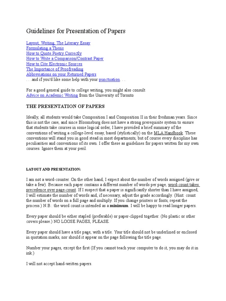 The Presentation of Papers | PDF | Essays | Reason