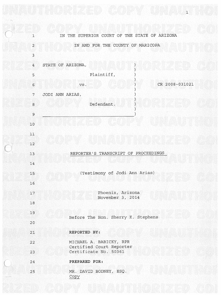 Jodi Arias Testimony Transcripts | Judiciaries | Courts