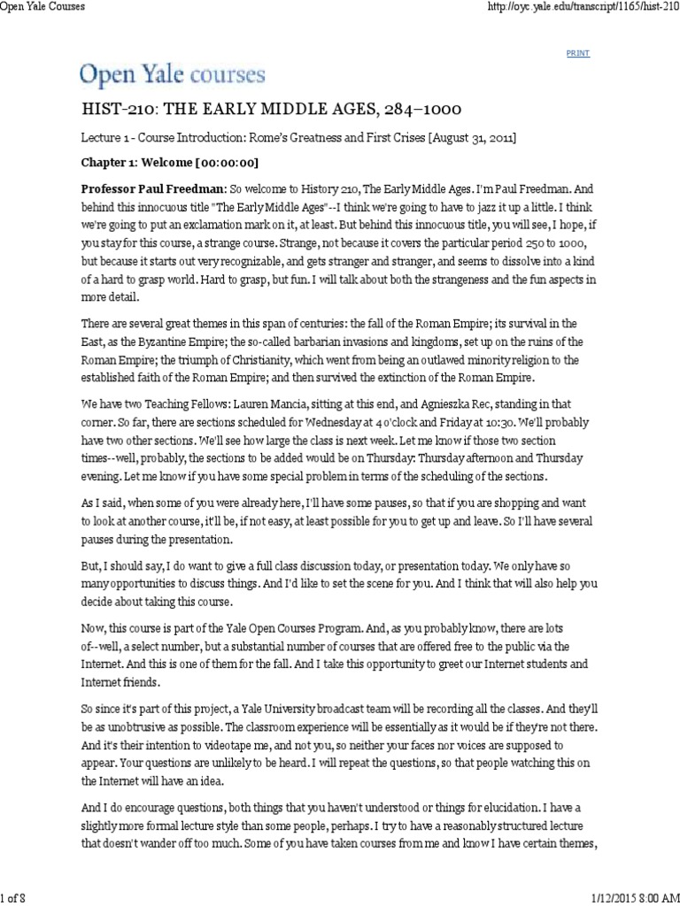 Early Middle Ages Course Intro | PDF | Byzantine Empire | Roman Empire