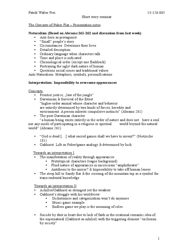 The Outcasts of Poker Flat - Presentation Notes | PDF | Nihilism ...