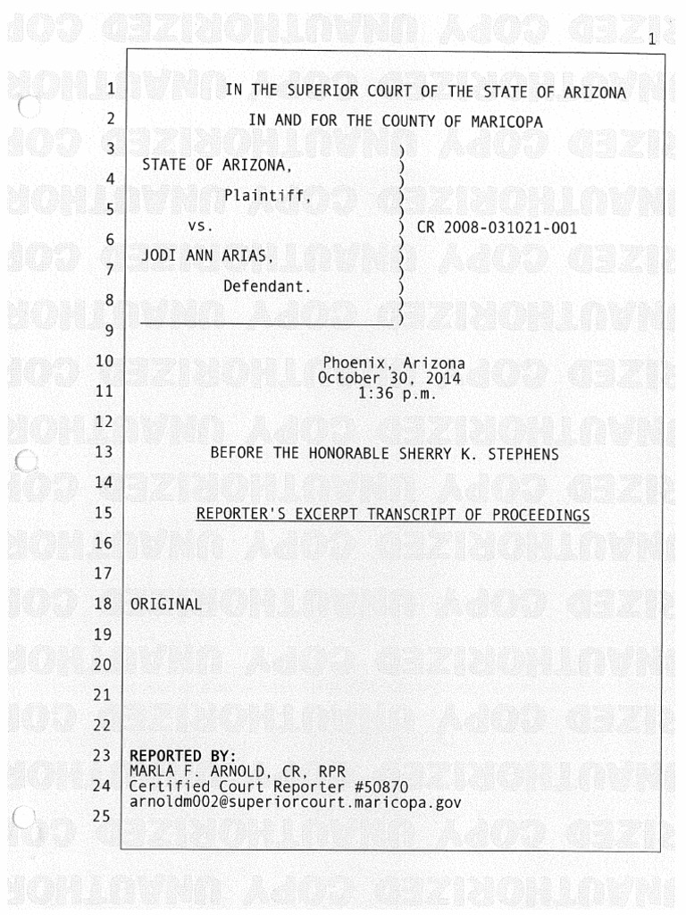 Jodi Arias Transcript From Oct. 30, 2014 | PDF