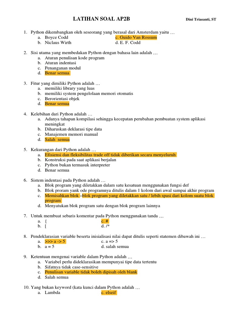 Latihan Soal Python | PDF