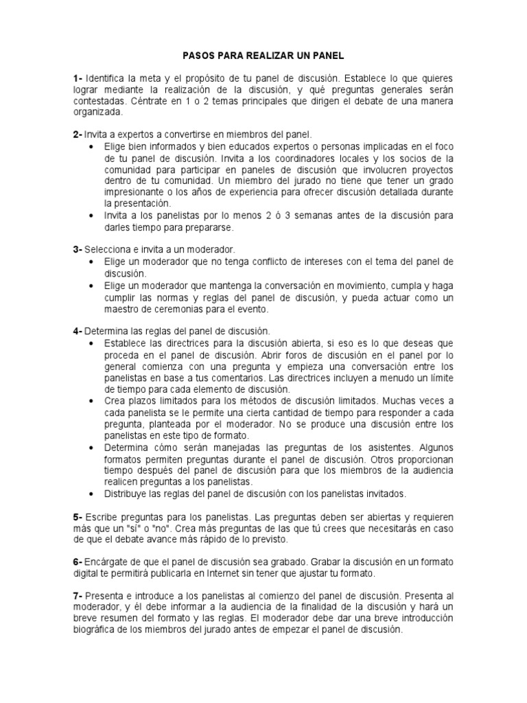 Pasos para Realizar Un Panel | PDF | Foro de Internet | Science