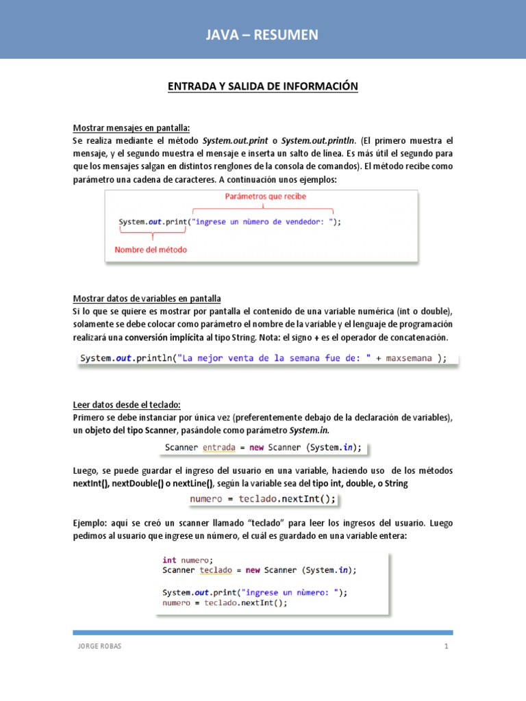 Resumen Java | Descargar gratis PDF | Java (lenguaje de programación ...