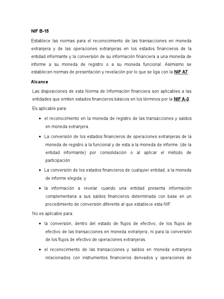 Información Más Relevante NIF B15 | PDF | Tipo de cambio | Efectivo