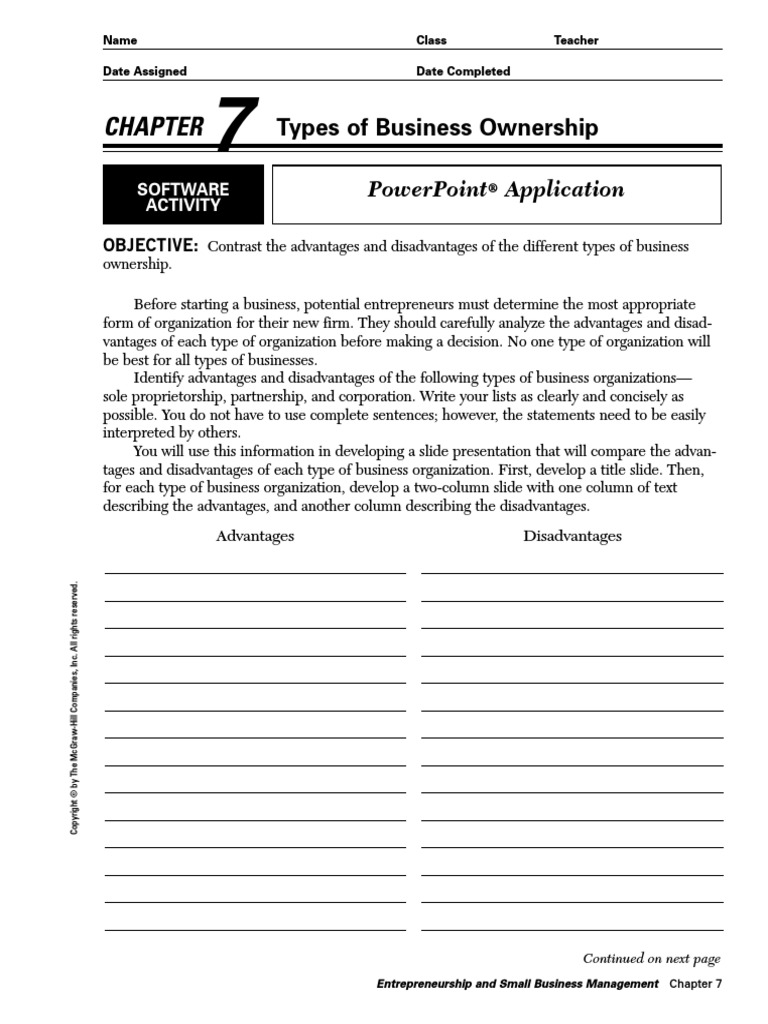 Business Ownership Exercise | PDF