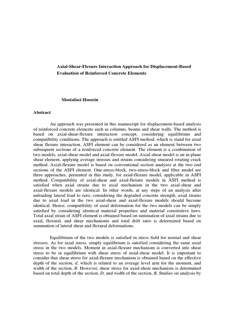 Axial-Shear-Flexure Interaction Approach For Displacement-Based ...