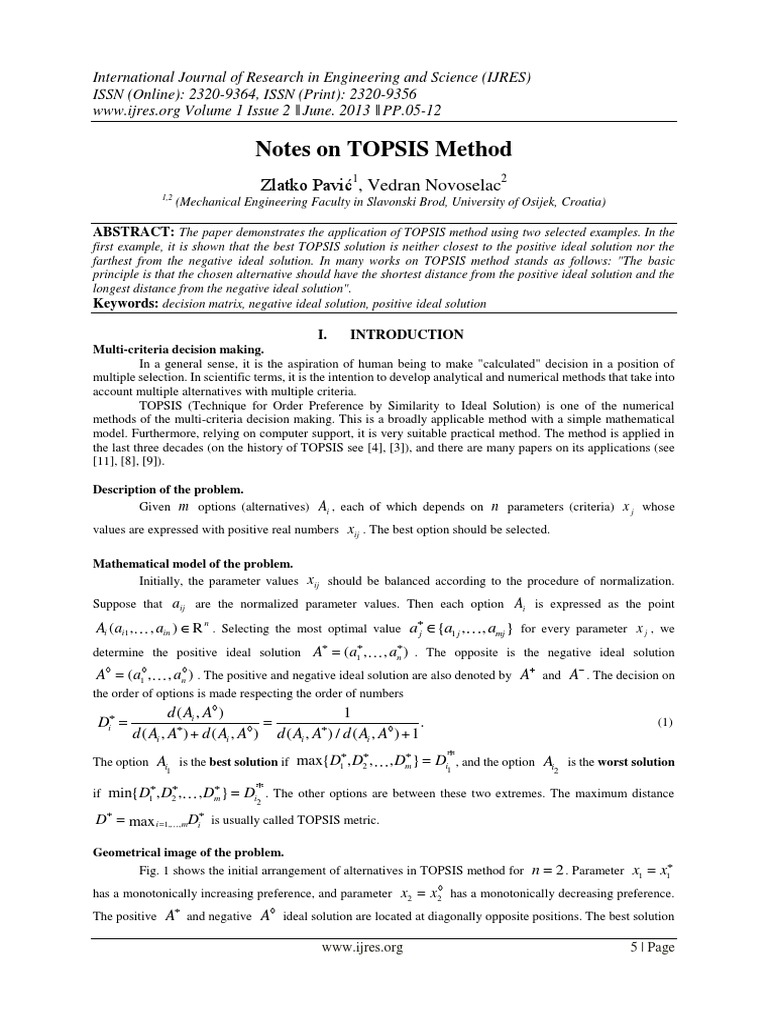 Notes On TOPSIS Method | PDF | Analysis | Teaching Mathematics