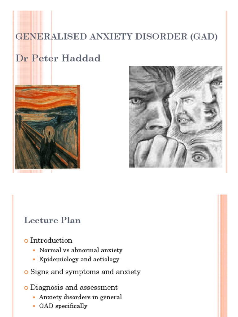 DR Peter Haddad: Generalised Anxiety Disorder (Gad) | PDF | Anxiety ...