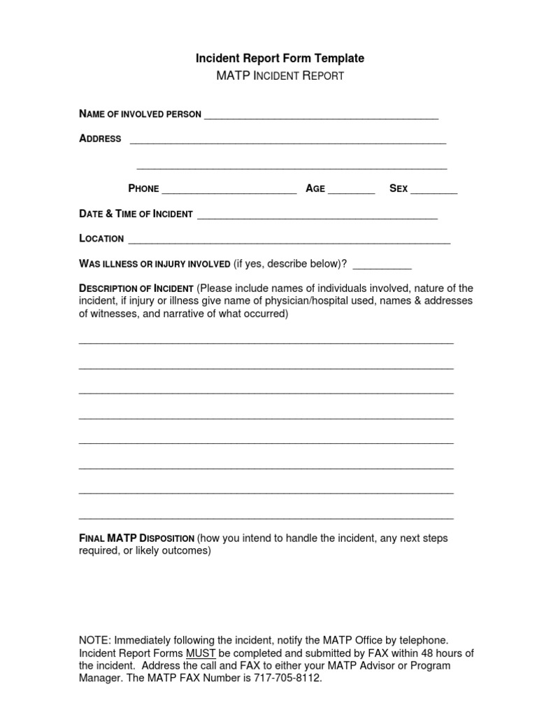 MATP Incident Report Form Template | PDF | Business