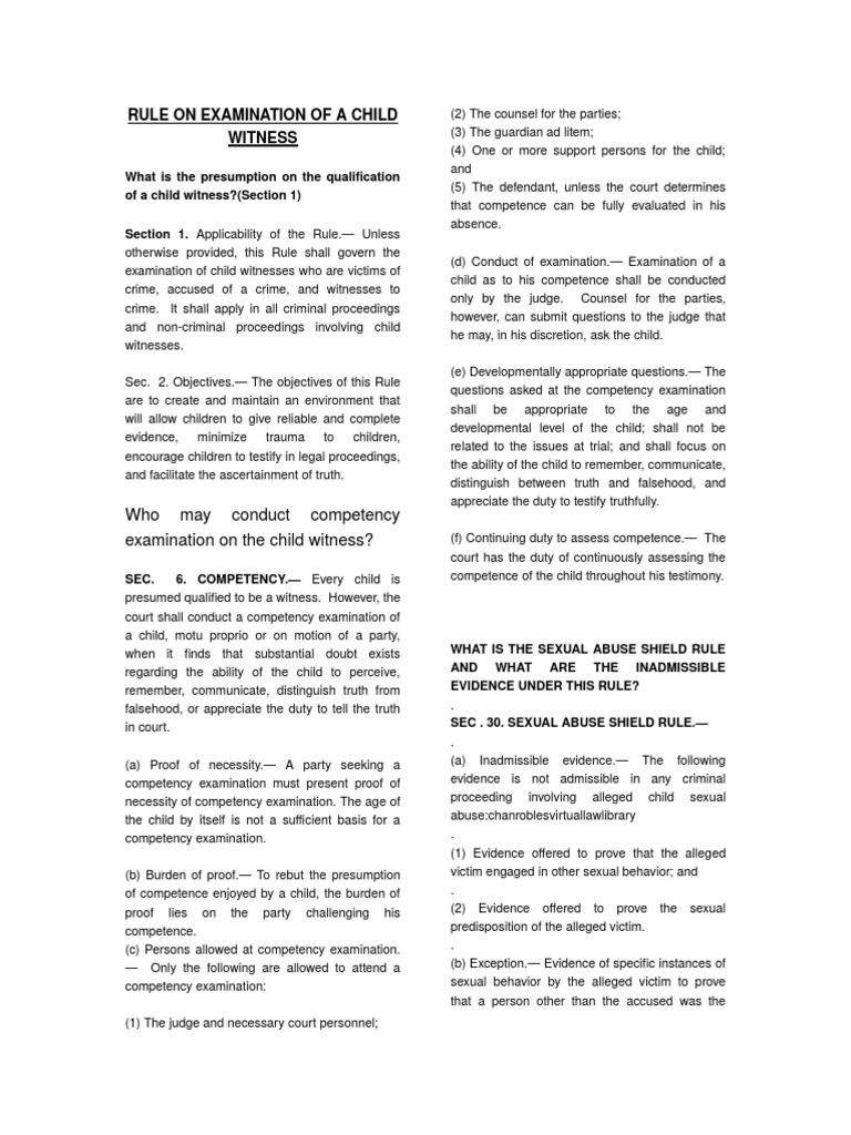 Rule On Examination of A Child Witness | PDF | Hearsay | Evidence (Law)