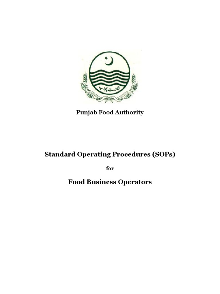 Punjab Food Authority SOPs for Food Safety | PDF | Foods | Consumer Goods