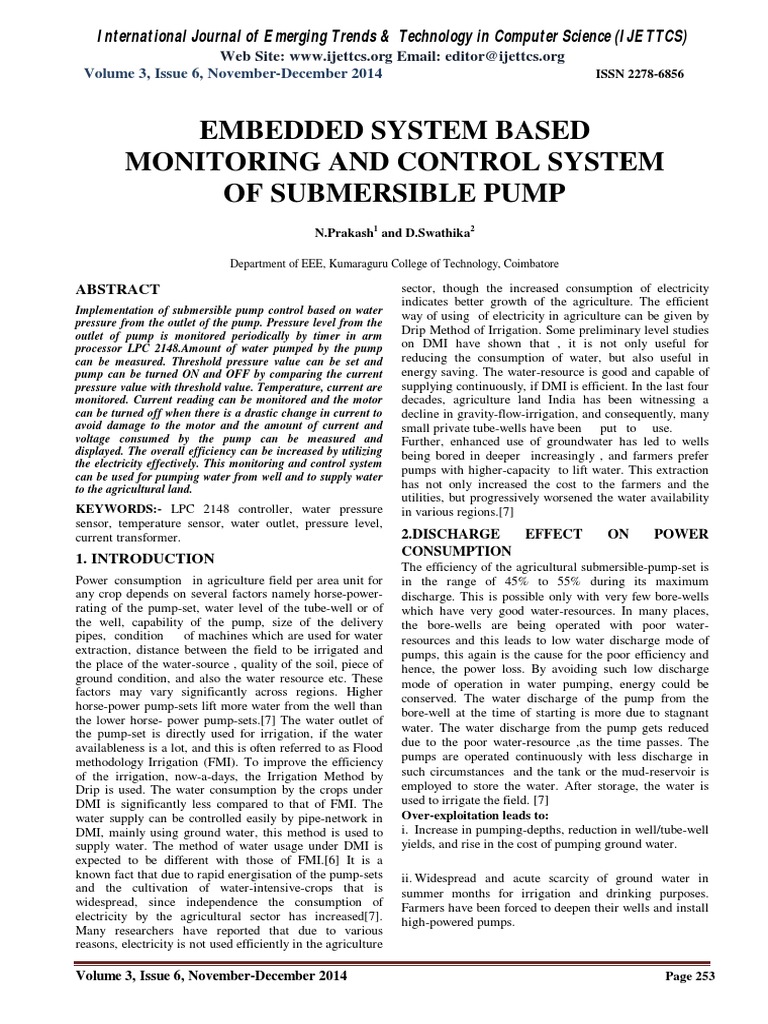 Embedded System Based Monitoring and Control System of Submersible Pump ...