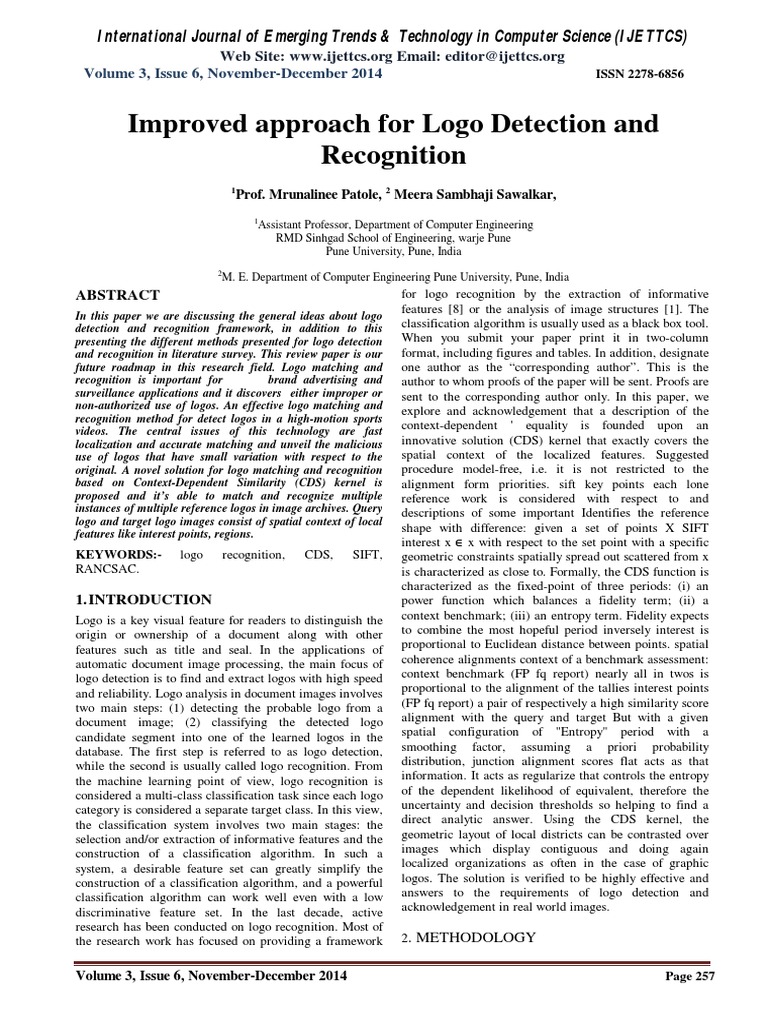 Improved Approach For Logo Detection and Recognition | PDF ...