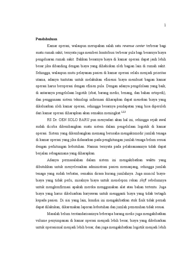 Pengelolaan Logistik Kamar Operasi | PDF