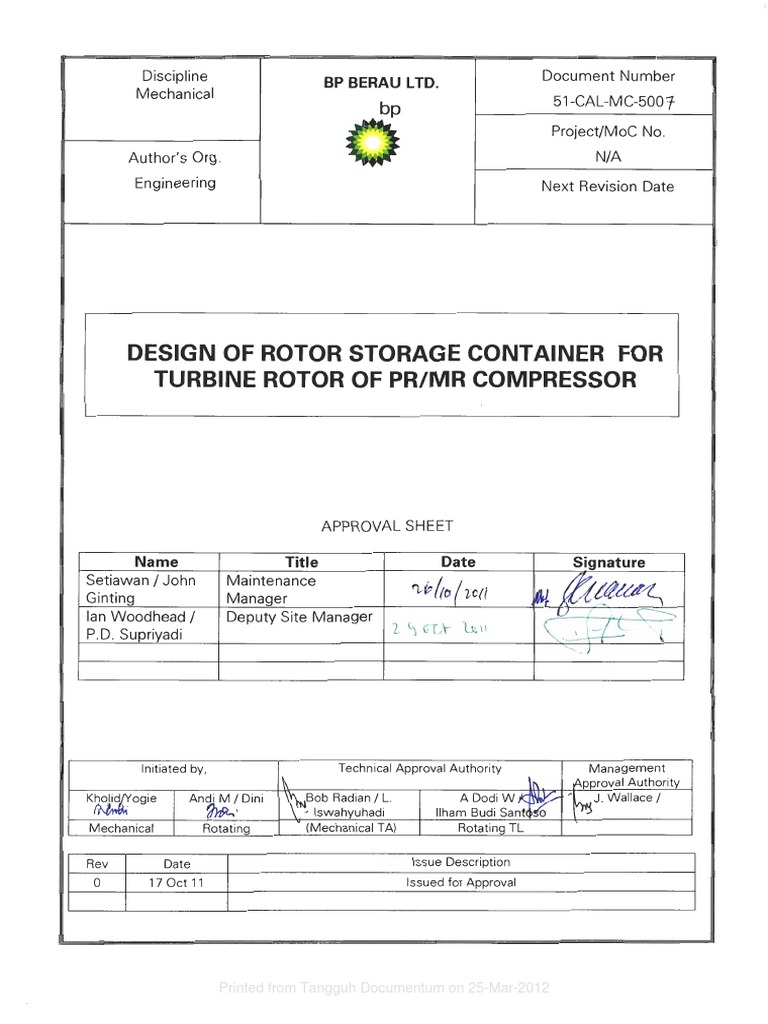 Design of Rotor Storage Container For Turbine Rotor of PRMR Modified ...