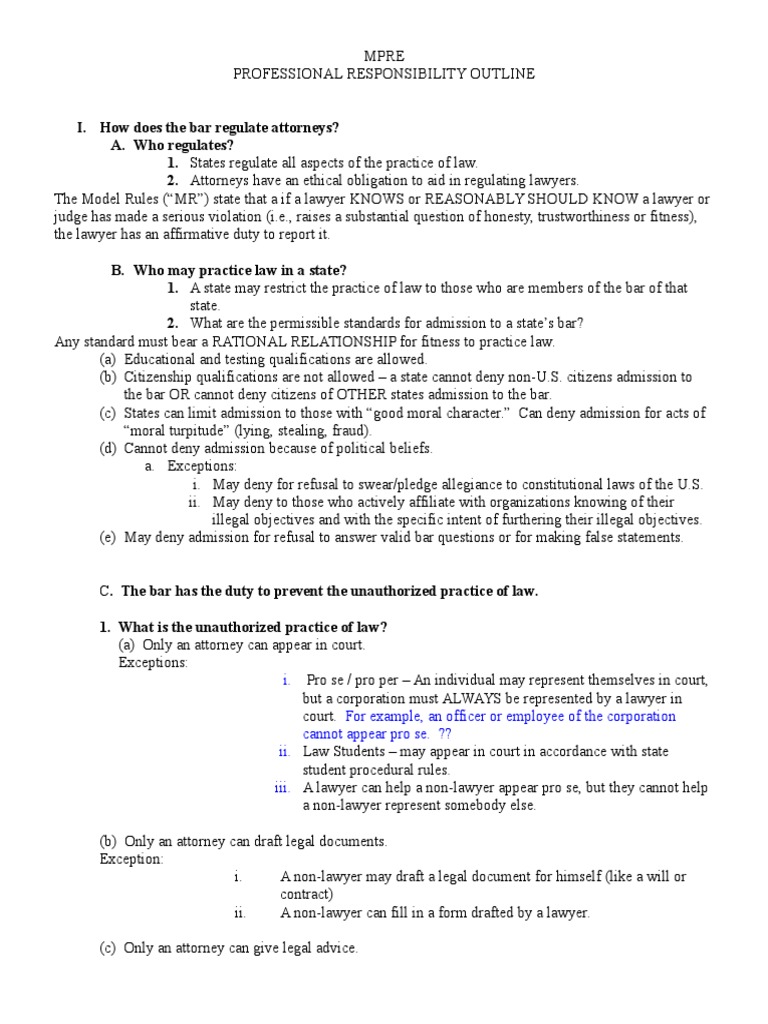 MPRE Outline | PDF | Lawyer | Confidentiality