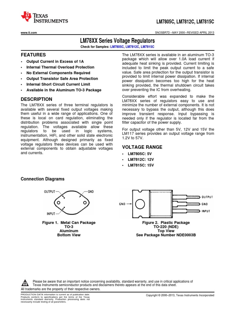 LM78XX Series Voltage Regulators: Features | PDF