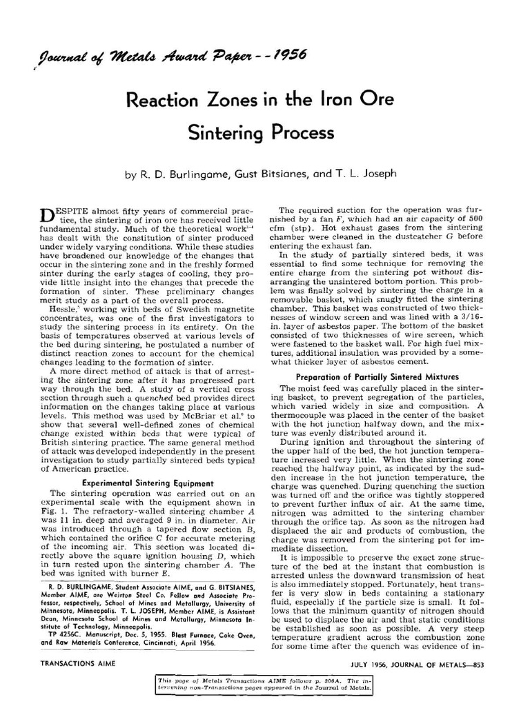Reaction in Sintering Process PDF | PDF | Sintering | Iron Ore