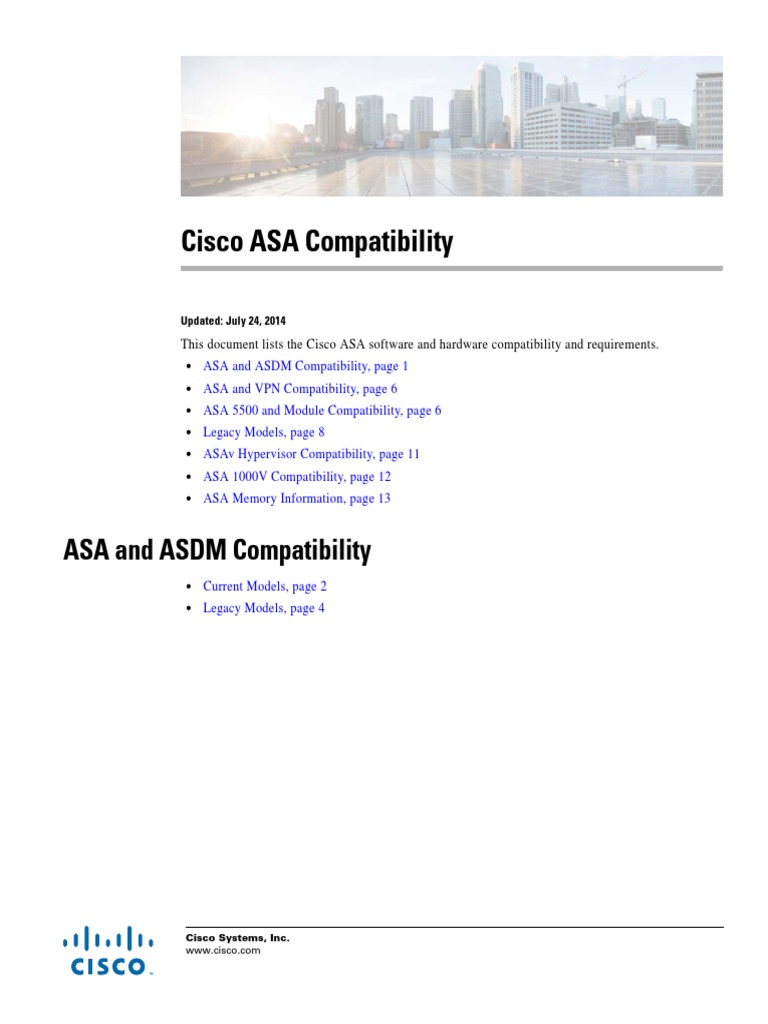 Cisco ASA Compatibility PDF | Download Free PDF | Software | System Software