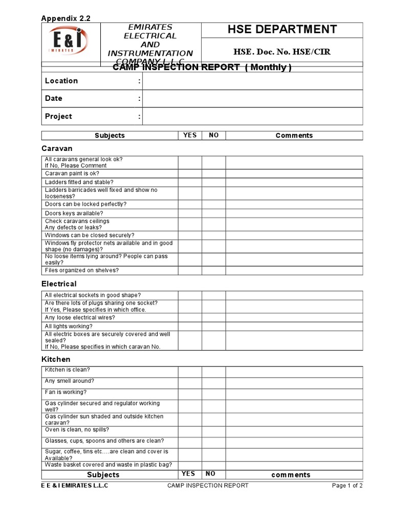 Camp Safety Inspection Guide | PDF