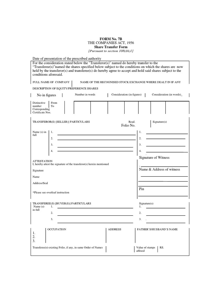 Form No 7b | PDF | Seal (Emblem) | Stocks