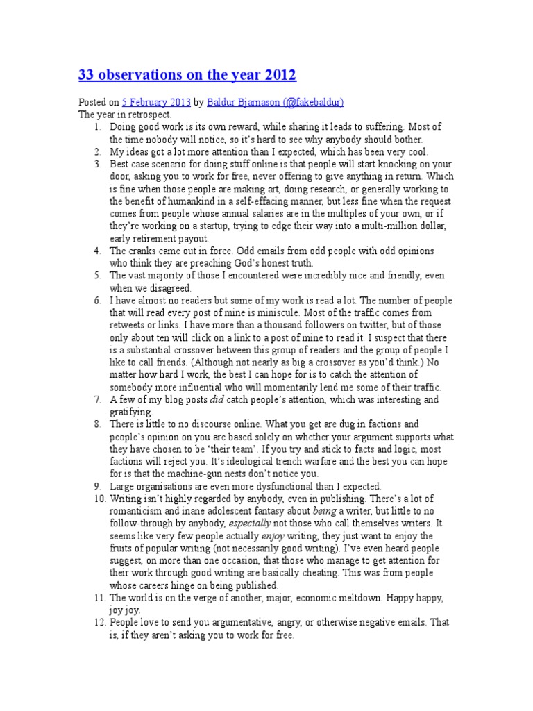 33 Observations On The Year | PDF