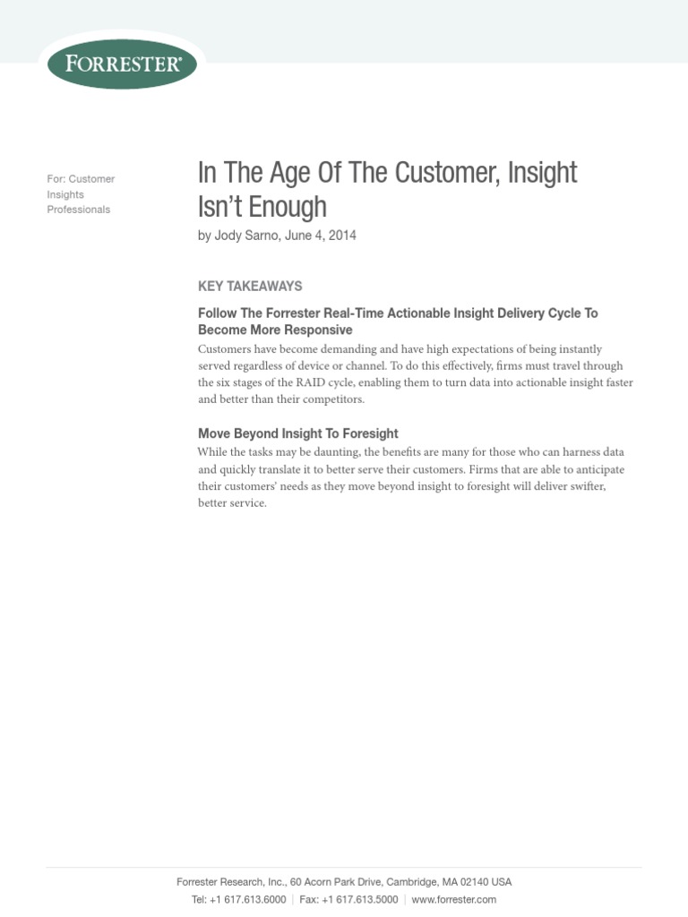 Forrester Report Age of The Customer | PDF | Strategic Management ...