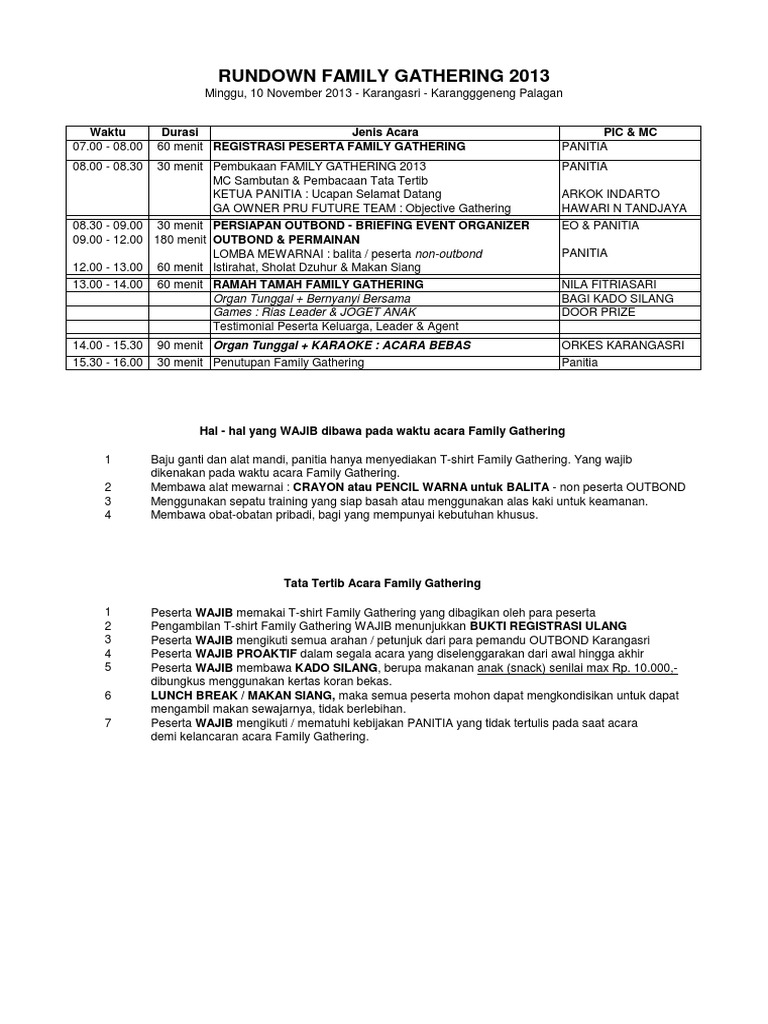 Rundown Family Gathering | PDF
