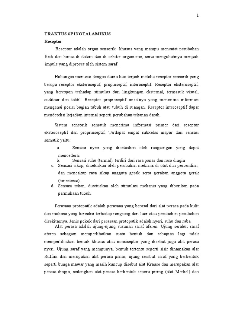 JARAS SENSORIK (Spinotalamikus) Proprioseptif Dan Protopatik | PDF