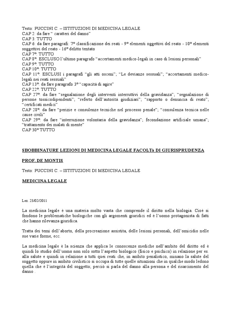 Medicina Legale Completo | PDF