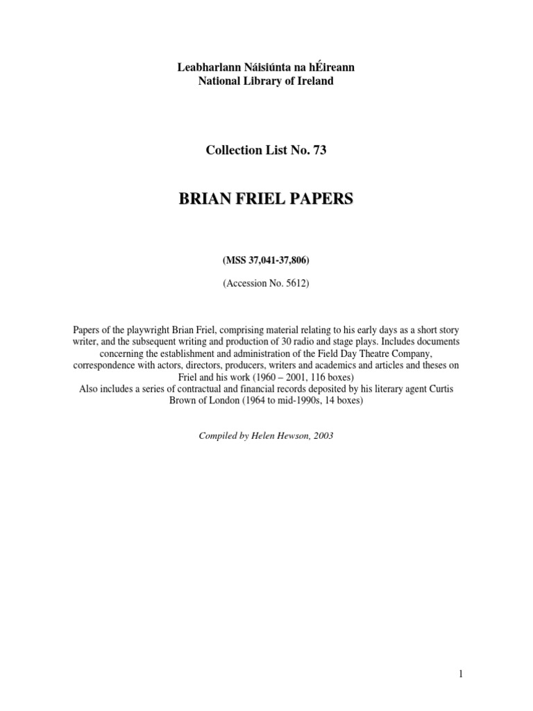 Brian Fliel Papers | PDF