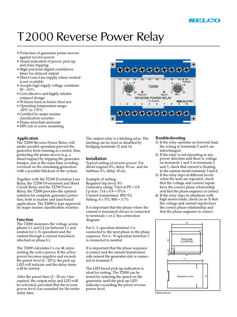 Reverse Power Relay | PDF