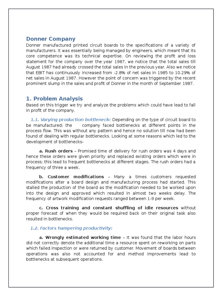 Donner Company Case Analysis | PDF | Inventory | Business