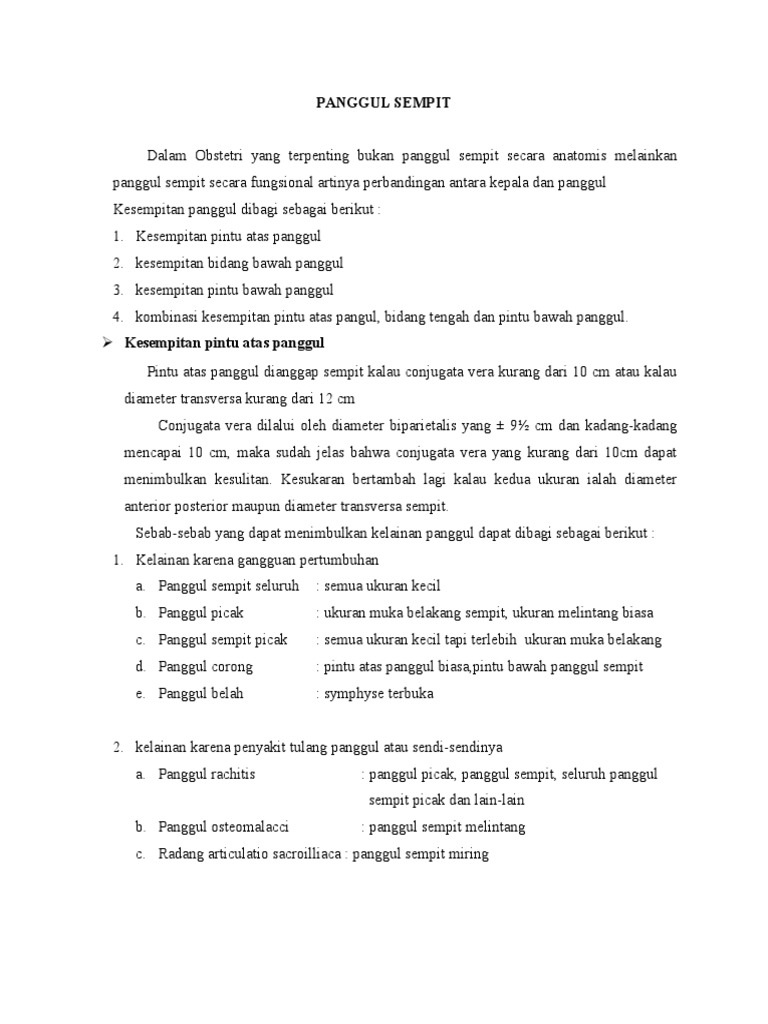 Panggul Sempit. | PDF