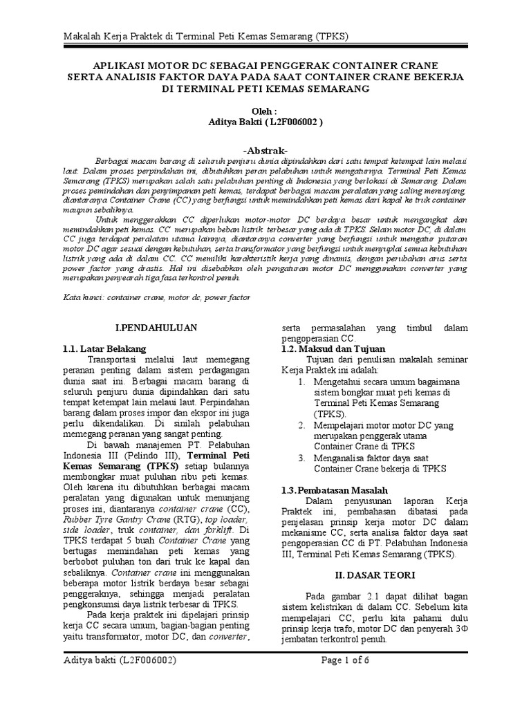 Analysing Container Crane Operations at Semarang Container Terminal | PDF