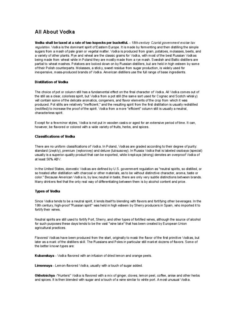 A Comprehensive Overview of Vodka Production Around the World: From ...